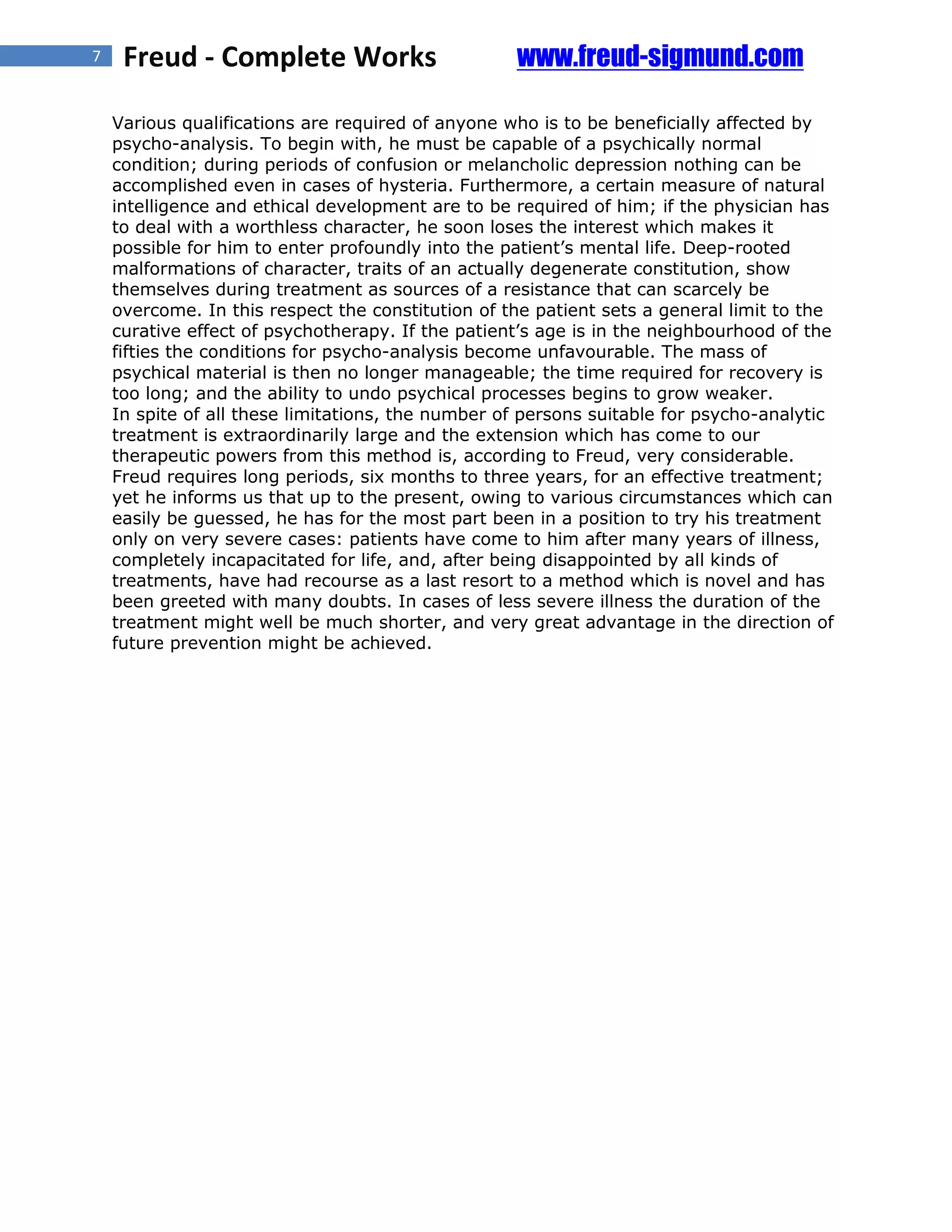 Freud’s psycho analytic procedure | PDF