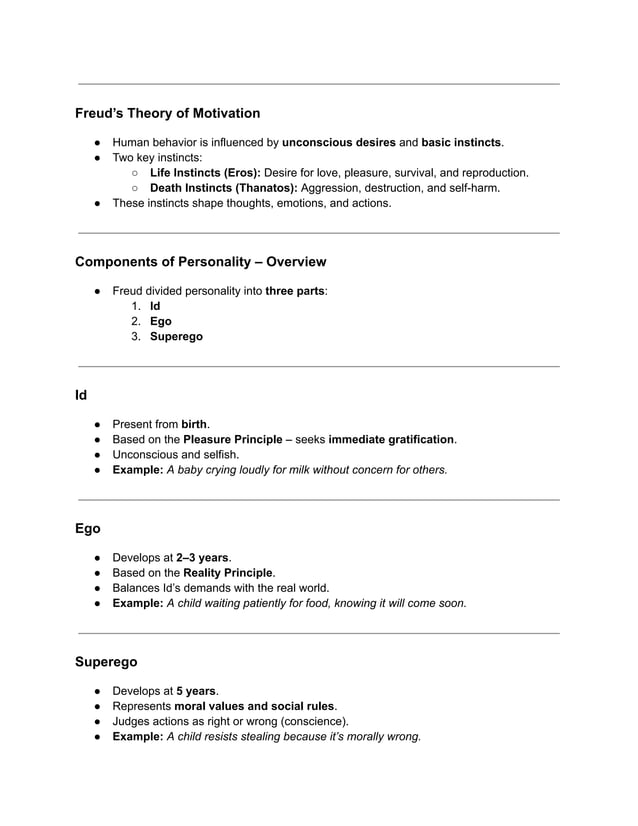 Freud's theory of motivation (principles of marketing) | PDF