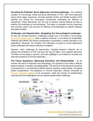 Freund's Complete Adjuvant in Research and its Path to Clinical ...