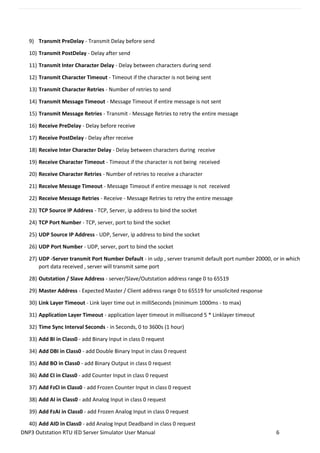 dnp3 Protocol Outstation Server IED RTU Simulator user manual | PDF