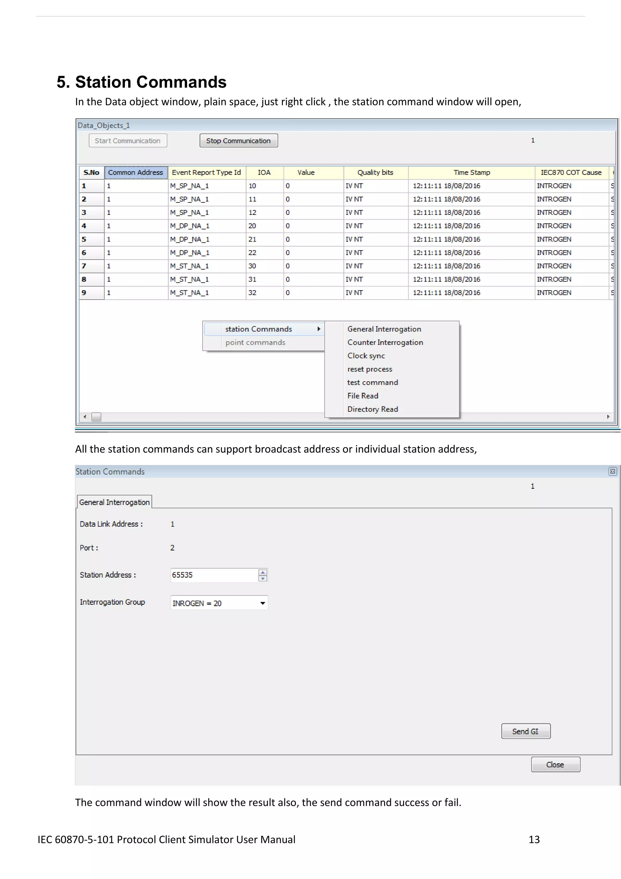 IEC 60870-5 101 Protocol client Master simulator User manual | PDF