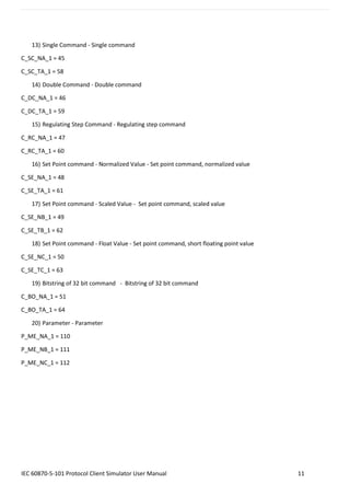 IEC 60870-5 101 Protocol client Master simulator User manual | PDF