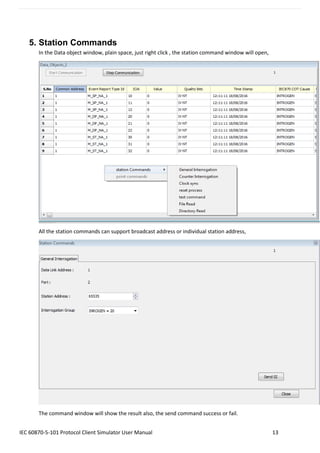 IEC 60870-5 101 Protocol client Master simulator User manual | PDF