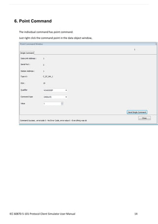 IEC 60870-5 101 Protocol client Master simulator User manual | PDF