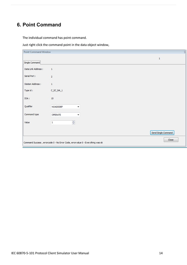 IEC 60870-5 101 Protocol client Master simulator User manual | PDF