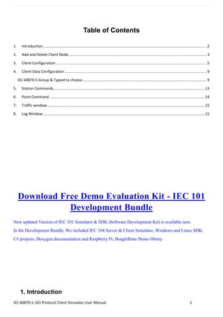 IEC 60870-5 101 Protocol client Master simulator User manual | PDF