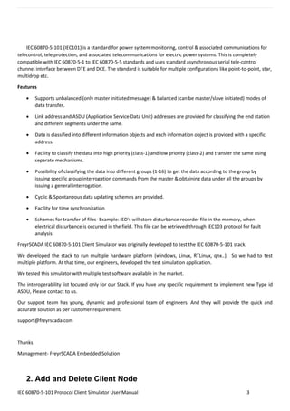 IEC 60870-5 101 Protocol client Master simulator User manual | PDF