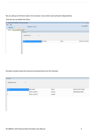 IEC 60870-5 101 Protocol client Master simulator User manual | PDF
