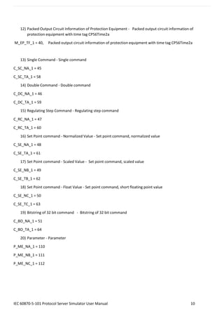 IEC 60870-5 101 Protocol Server Simulator User manual | PDF