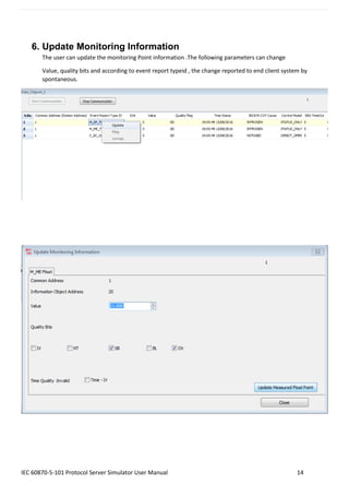 IEC 60870-5 101 Protocol Server Simulator User manual | PDF