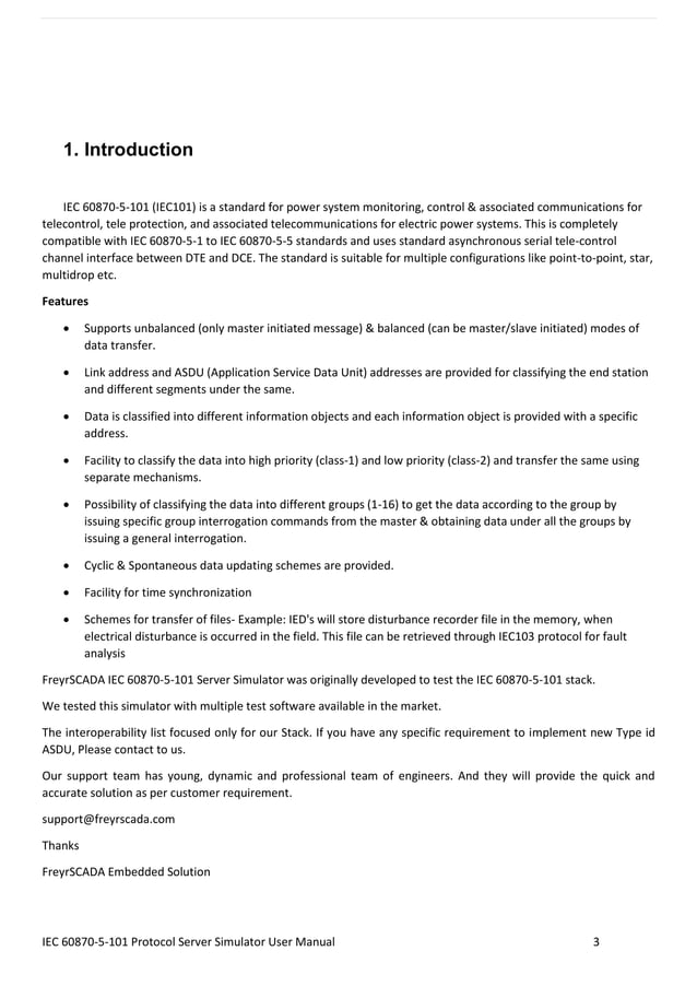 IEC 60870-5 101 Protocol Server Simulator User manual | PDF