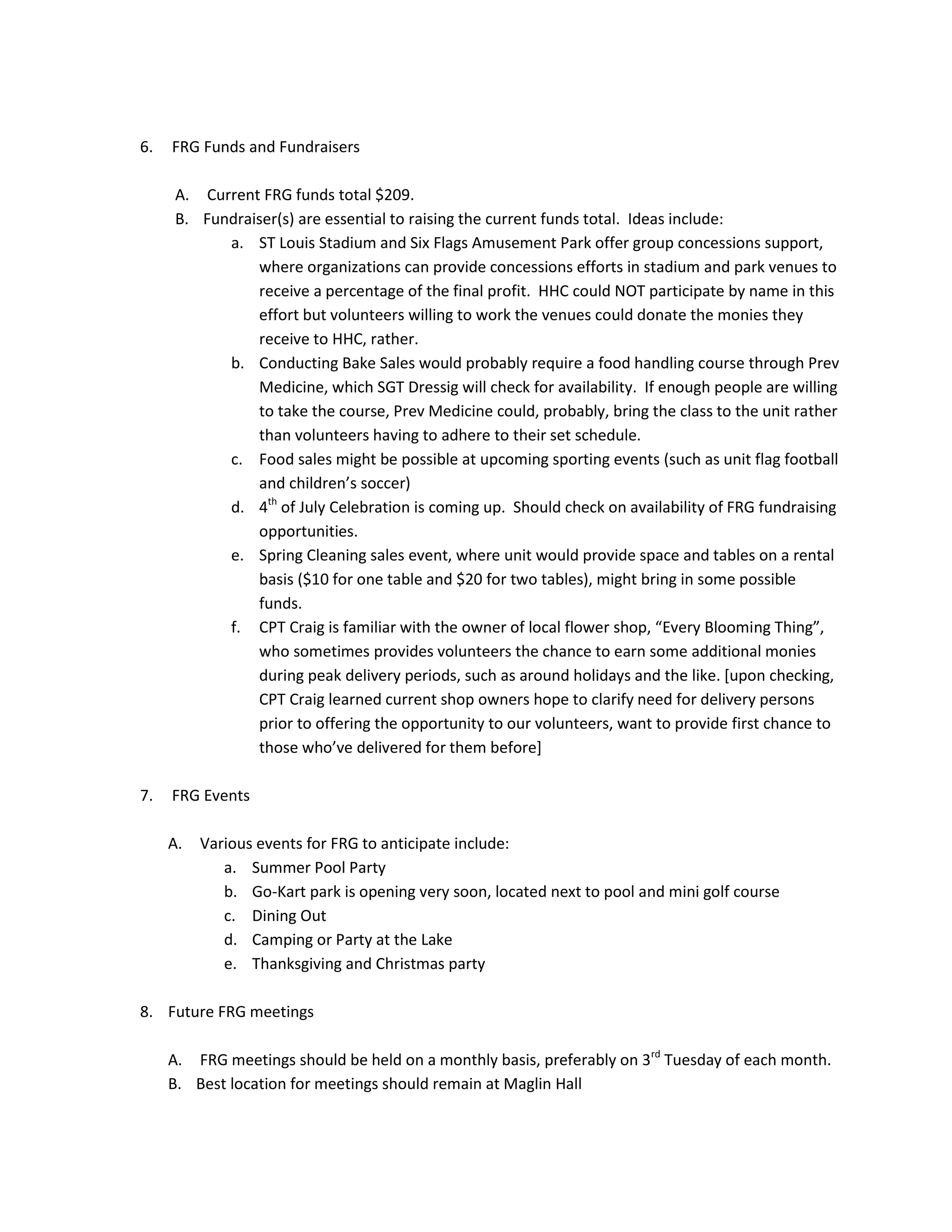 April 26 FRG Meeting, HHC 14th MP Bde | PDF