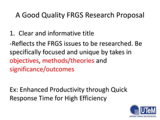 Tips for FRGS Application | PPTX