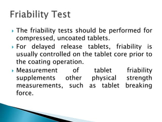 Friability testing | PPT