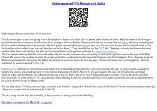 Friar Lawrence Character Analysis | PPT