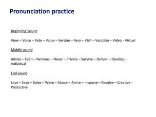 Fricative Sounds.pdf pronunciacion de las letras | PPT