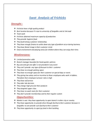 Frichicks swot and case study | PDF