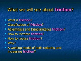 Friction | PPT | Physics | Science