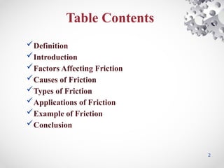 Friction, factors affecting friction,types of friction, | PPTX ...