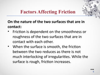 Friction, factors affecting friction,types of friction, | PPTX ...