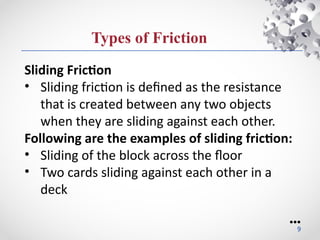 Friction, factors affecting friction,types of friction, | PPTX ...