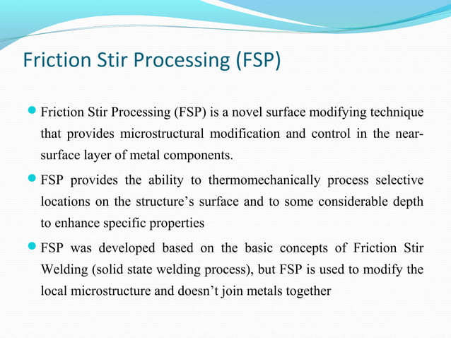 Friction stir-processing | PPT