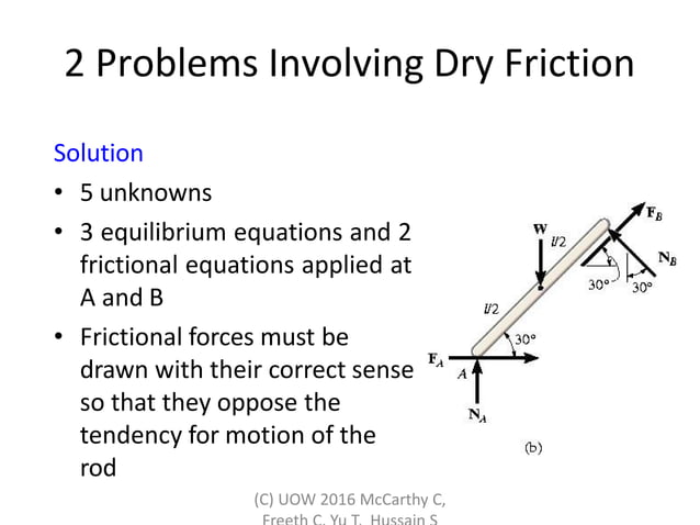 statics first year engineering friction questions | PPT