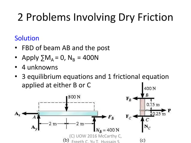 statics first year engineering friction questions | PPT