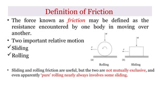 Comprehensive Overview of Friction: Types, Theories, and Mechanisms | PPTX