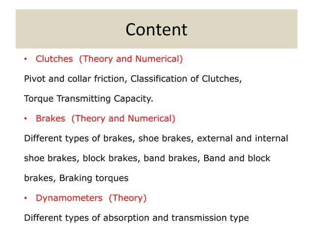 Friction clutches, brakes and dynamometer | PPTX | Physics | Science
