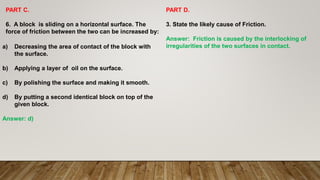 Introduction to Friction - Types and cause | PPTX