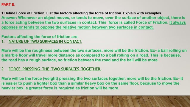 Introduction to Friction - Types and cause | PPTX