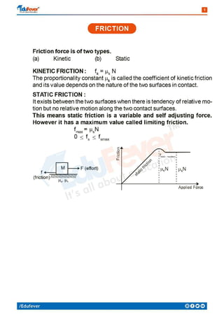 Friction - Physics Revision Notes | PDF