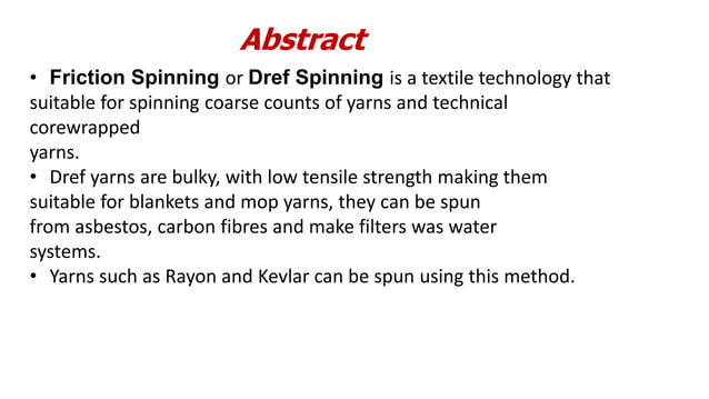 Friction spinning System | PPTX
