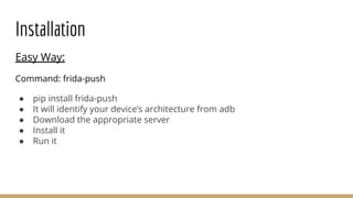 Frida Android run time hooking - Bhargav Gajera & Vitthal Shinde | PDF