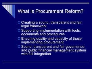 Friday 915 Public Procurement Reforms Bigart | PPT