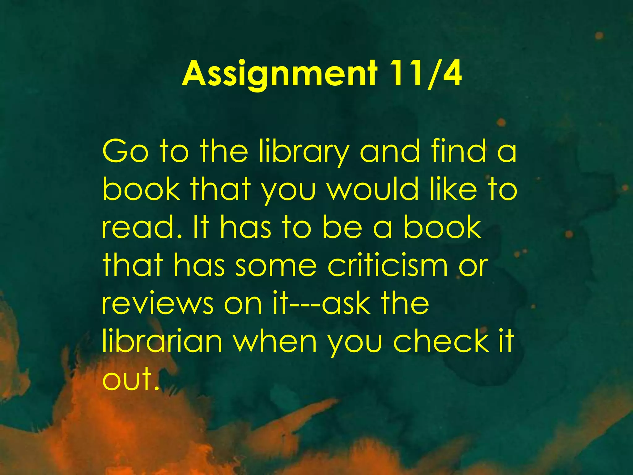 Friday assignment 11.4 and homework for 11.11