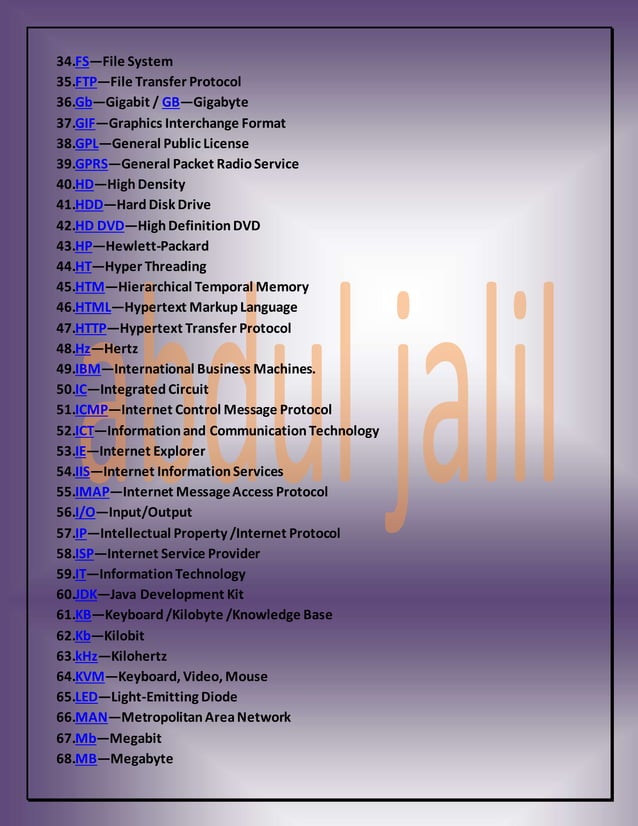 shortcut computer abrevation | DOCX