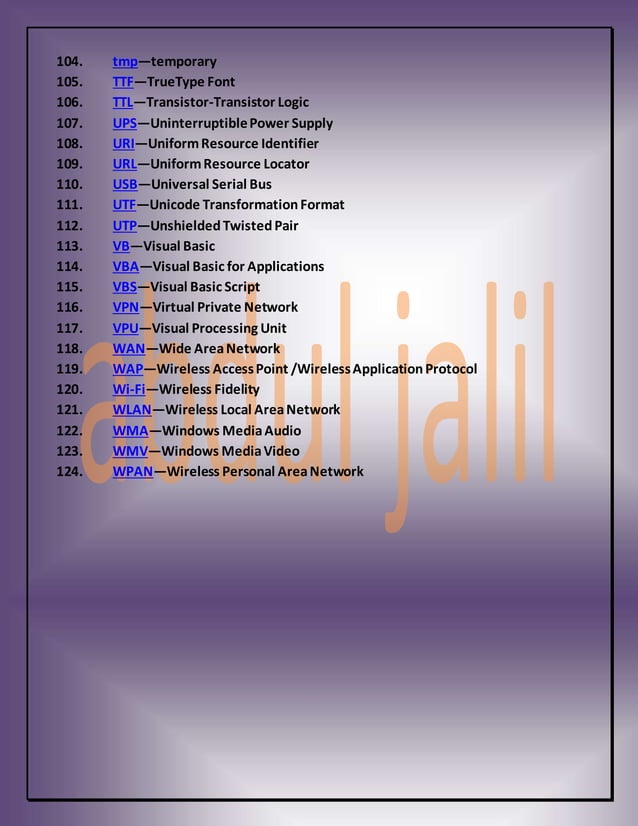 shortcut computer abrevation | DOCX