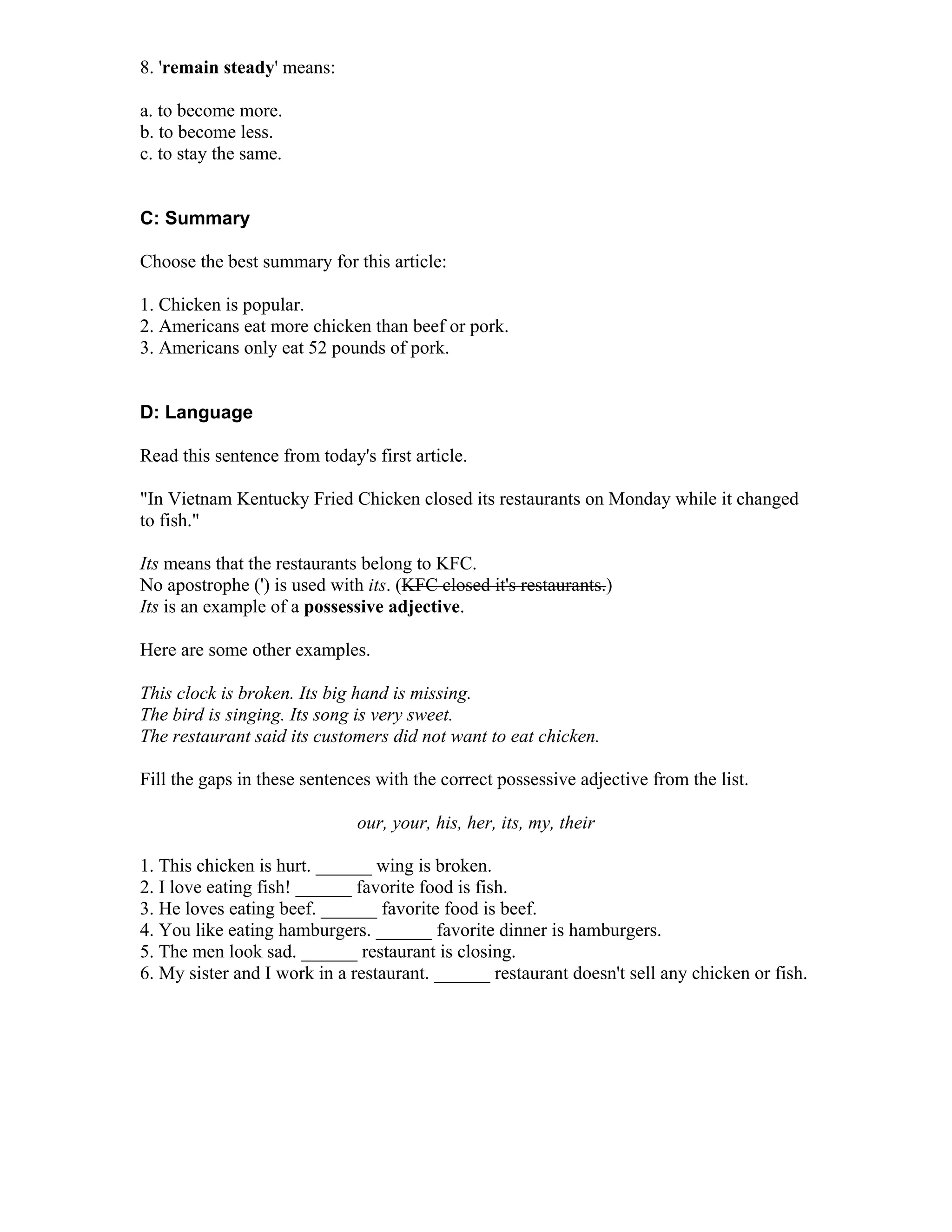 Fried chicken fish english to go | PDF