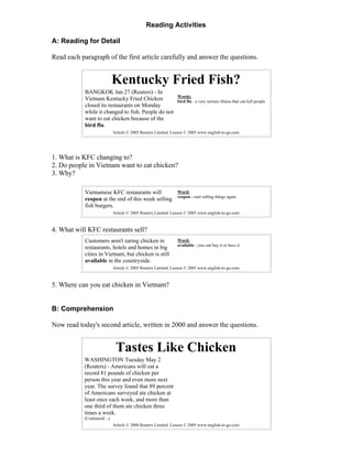 Fried chicken fish english to go | PDF | Food & Drink