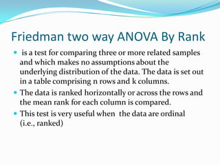 Friedman two way analysis of variance by | PPTX