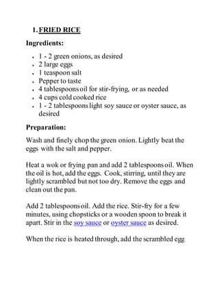 Fried rice & steps | PDF