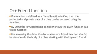 Friend function | PPTX | Programming Languages | Computing
