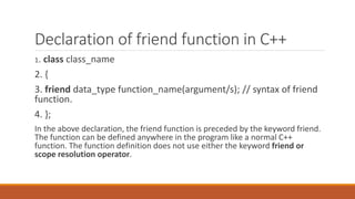 Friend function | PPTX | Programming Languages | Computing