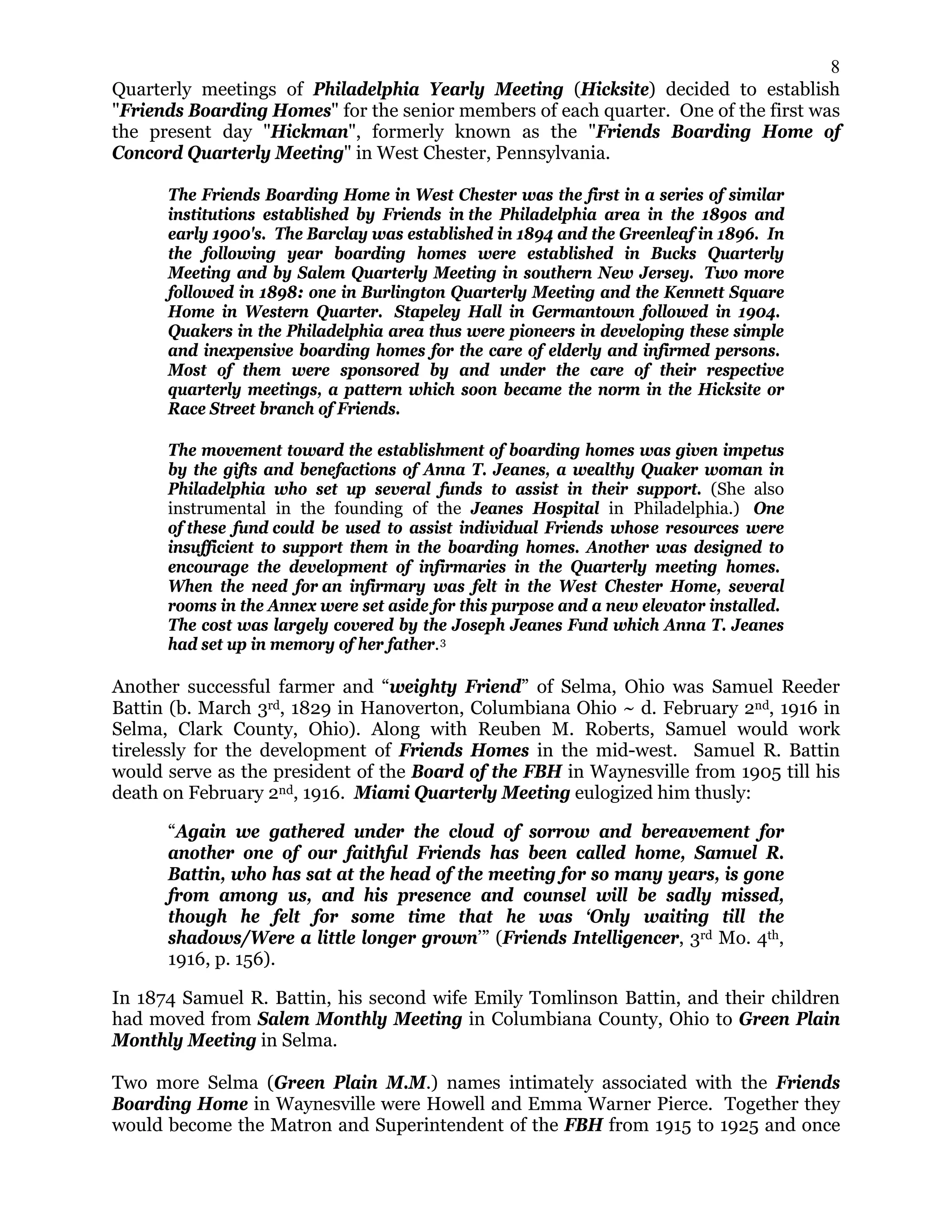 Friends boarding home research history of giving quaker heights | PDF