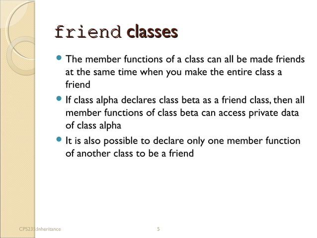 Friends function and_classes | PPT | Programming Languages | Computing