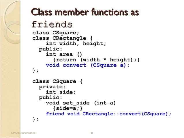 Friends function and_classes | PPT | Programming Languages | Computing