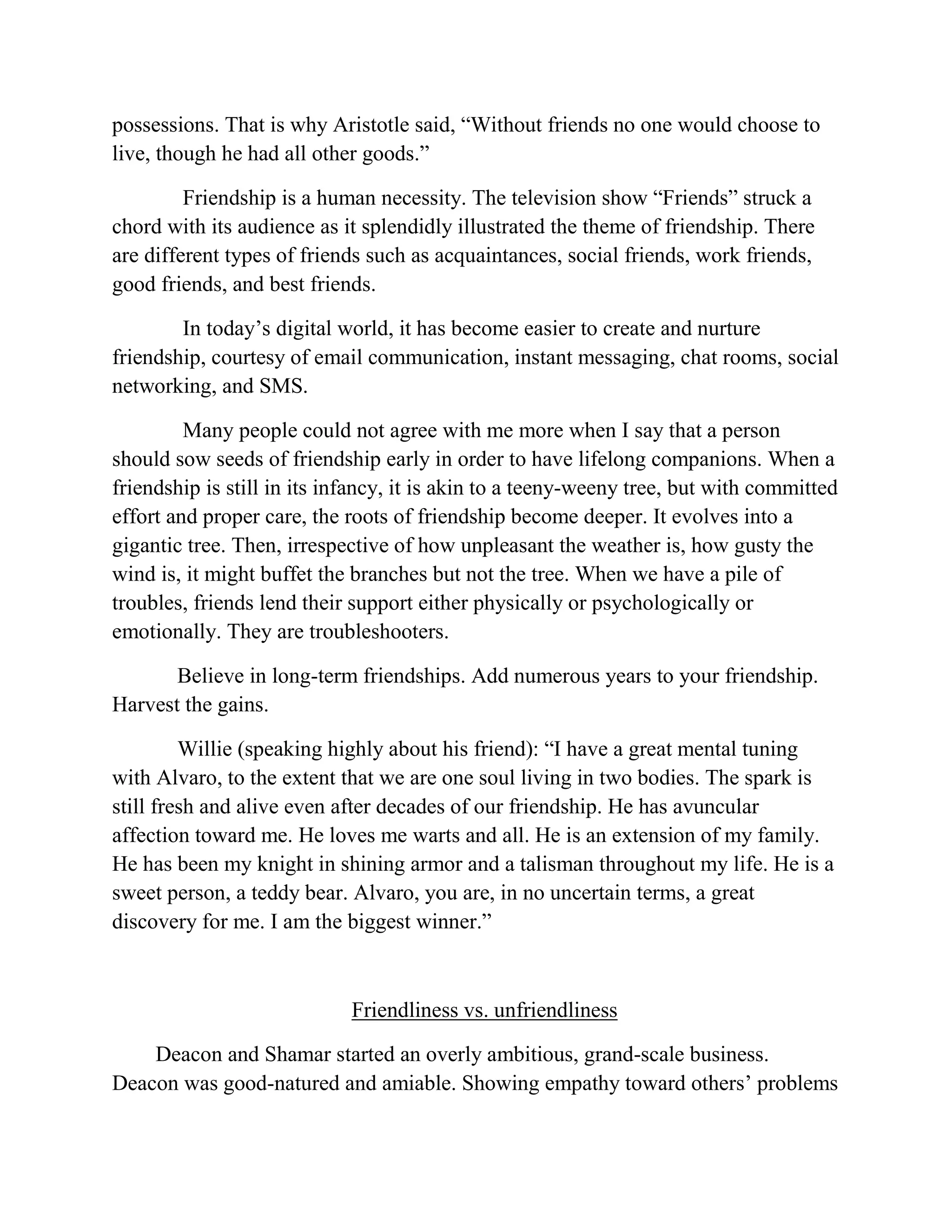 Friendship | PDF