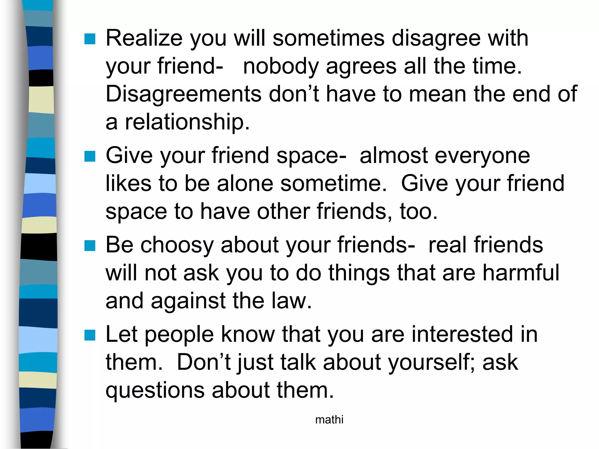 Friendship ppt presentation by mathi | PPT